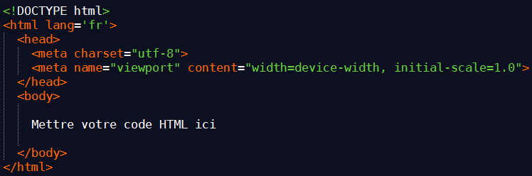Structure minimale d'une page codée en HTML Structure minimale d'une page codée en HTML